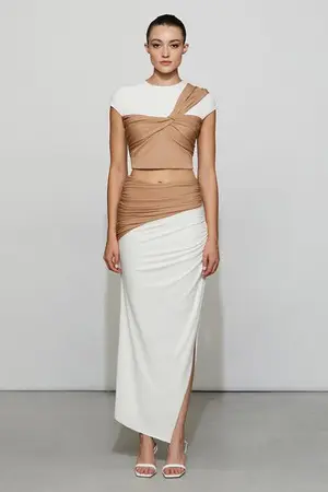 ET OCHS Kiara Color-block Top - Ivory