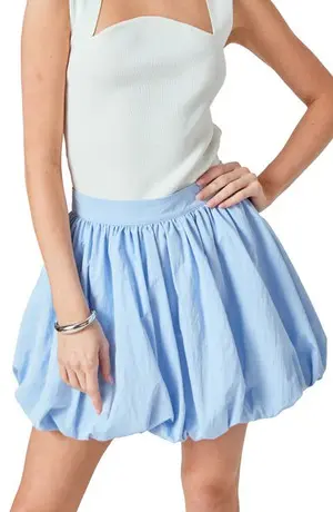 Endless Rose High Waist Bubble Mini Skirt - Blue