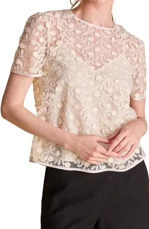Endless Rose Embroidered Mesh Top