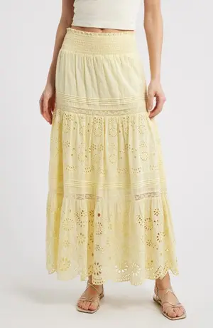 LoveShackFancy Miloti Maxi Skirt - Citron
