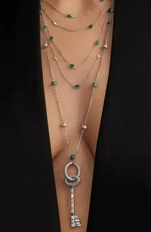 MINDI MOND Emerald And Diamond Necklace - Platinum