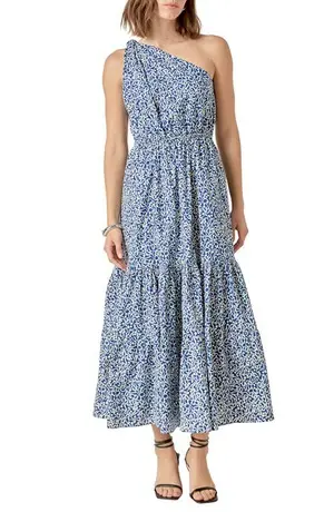 English Factory One-shoulder Fit & Flare Dress - Blue