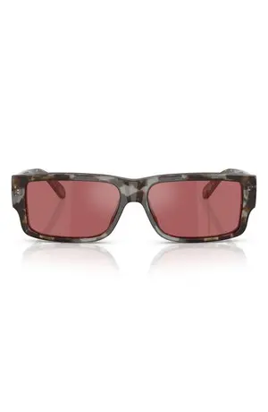 DIESEL® 57mm Rectangular Sunglasses - Grey Tortoise/ Red Hiper