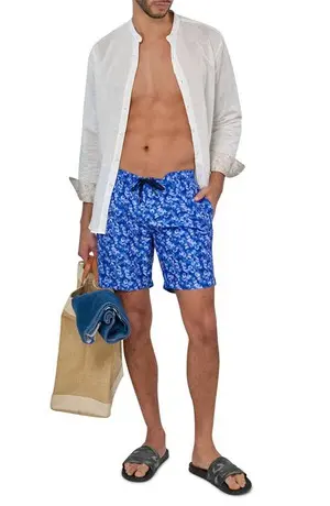 BROOKLYN BRIGADE Slim Fit Leaf Swim Trunks