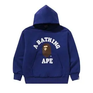 A BATHING APE College Puffy Relaxed Fit Pullover Hoodie - Blue