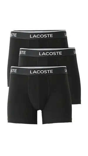 Lacoste Cotton Stretch Jersey Boxer Briefs 3 Pack - Black