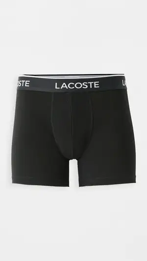 Lacoste Cotton Stretch Jersey Boxer Briefs 3 Pack - Black
