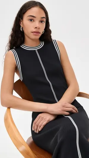LE BOP Ringer Midi Dress - Black & White