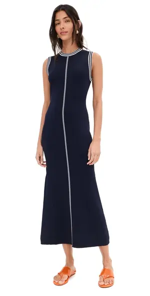 LE BOP Ringer Midi Dress - Navy & White