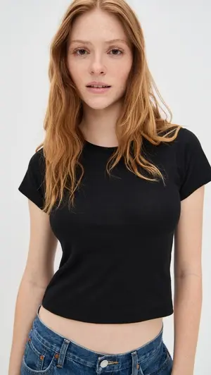 Eterne Short Sleeve Baby Tee - Black
