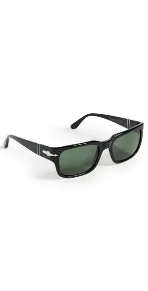 Persol Sartoria Rectangular Sunglasses - Black/green