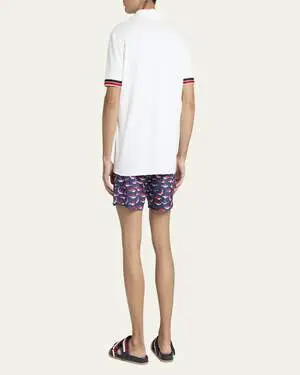 Moncler Striped-trim Pique Polo Shirt