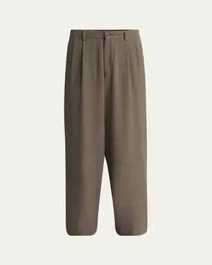 Giorgio Armani Pleated Wool Stretch Seersucker Trousers - Multi