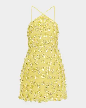 Maeve Beaded Sequin Halter Mini Dress
