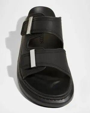 Alexander McQueen Rubber Double-Buckle Sandals Black/silver