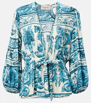 ADRIANA DEGREAS Printed Blouse - Blue