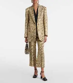 Dries Van Noten Snake-print Flared Jacquard Pants