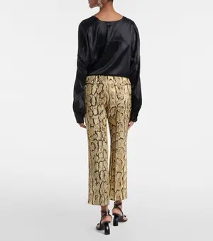 Dries Van Noten Snake-print Flared Jacquard Pants