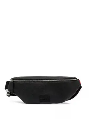 Hugo Perforated Faux Leather Belt Bag - Black