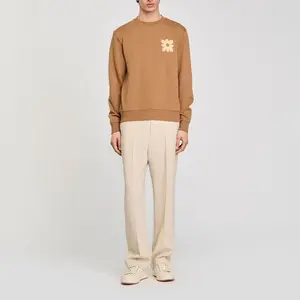 Sandro Cotton Brushed Fleece Sweatshirt With Flower Patch