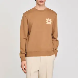 Sandro Cotton Brushed Fleece Sweatshirt With Flower Patch