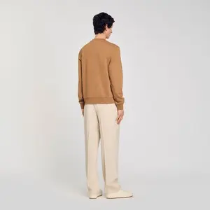 Sandro Cotton Brushed Fleece Sweatshirt With Flower Patch