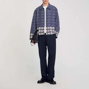 Sandro Floral Print Jacket - Midnight Blue