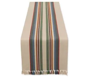 DESIGN IMPORTS Canyon Creek Stripe Fringe Table Runner 14x74 - One-color