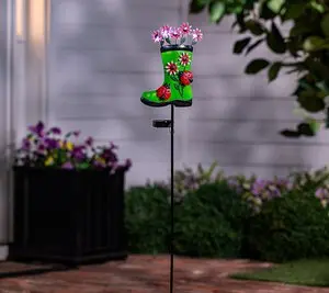 PLOW & HEARTH Rainboot Solar Garden Stake