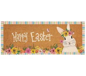 EVERGREEN 60'x24' Floral Bunny Coir Doormat - One-color
