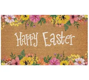 EVERGREEN 28'x16' Floral Bunny Coir Doormat - One-color