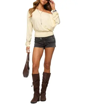 EDIKTED Bryan Denim Micro Shorts - Black-washed
