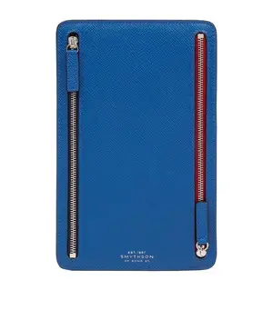 Smythson Panama Leather Multi-zip Travel Wallet - Blue