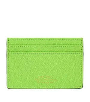 Smythson Panama Leather Card Holder Green