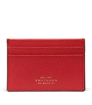 Smythson Panama Leather Card Holder Red