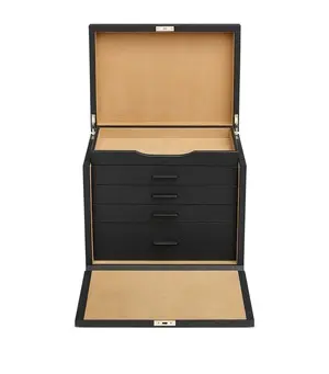 Smythson Panama Leather Jewellery Box - Black
