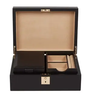 Smythson Panama Jewellery Box With Travel Tray - Black