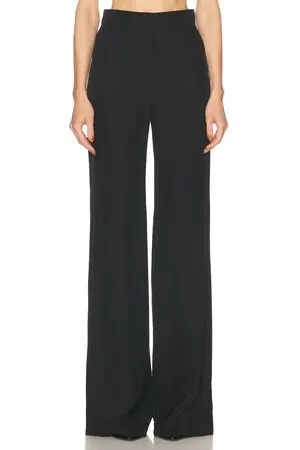 Black Viscose Wide-Leg Pants