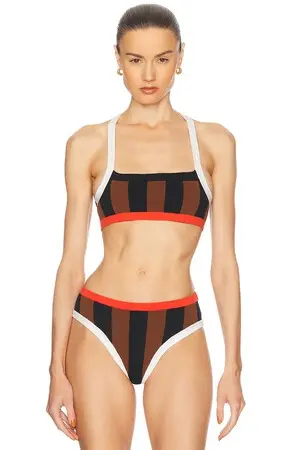 TROPIC OF C La Plage Bikini Top - Brown & Black Stripe