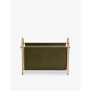 SOHO HOME Meard Leather And Brass Magazine Rack - Olive