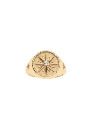 JANE WIN Forever Sundial Signet Ring - Gold