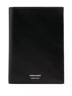 FERRAGAMO Leather Passport Holder - Black