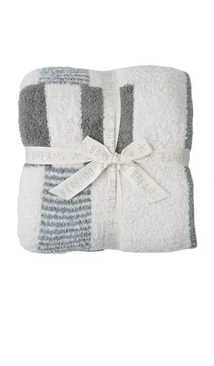 Barefoot Dreams Cozychic Tile Check Throw In Ivory - Eucalyptus Multi