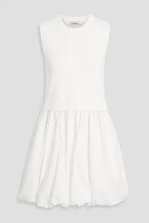 Simkhai Silas Ribbed-knit And Cotton-poplin Mini Dress
