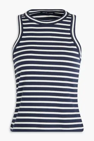 Veronica Beard Jordyn Striped Stretch Pima Cotton Jersey Tank