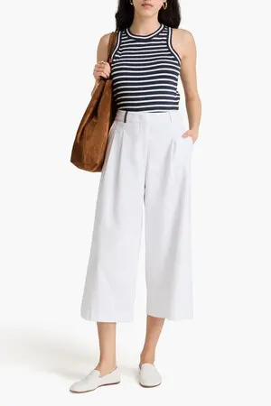 Veronica Beard Jordyn Striped Stretch Pima Cotton Jersey Tank
