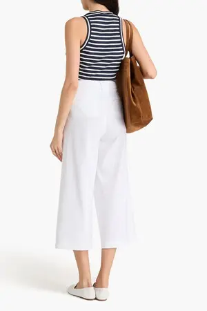 Veronica Beard Jordyn Striped Stretch Pima Cotton Jersey Tank