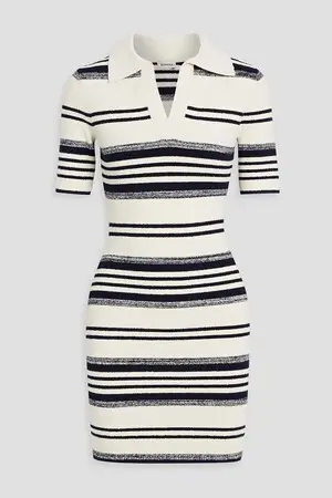 Simkhai Kris Striped Bouclé-knit Mini Dress