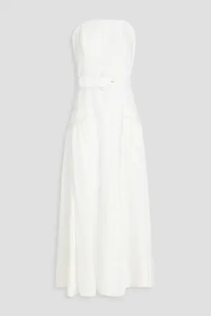 NICHOLAS Belted Linen Maxi Dress - Ivory