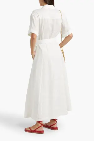 NICHOLAS Belted Linen Maxi Shirt Dress